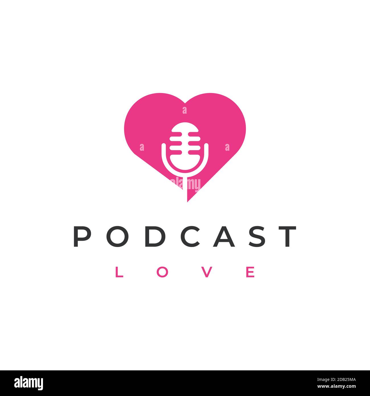 Love heart symbol with microphone for podcast logo design Stock Vector ...