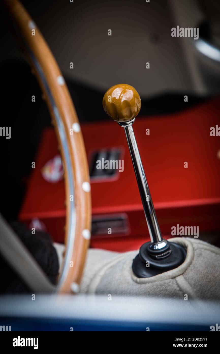 Close up vertical shot of the gear shifter of a vintage car Stock Photo ...
