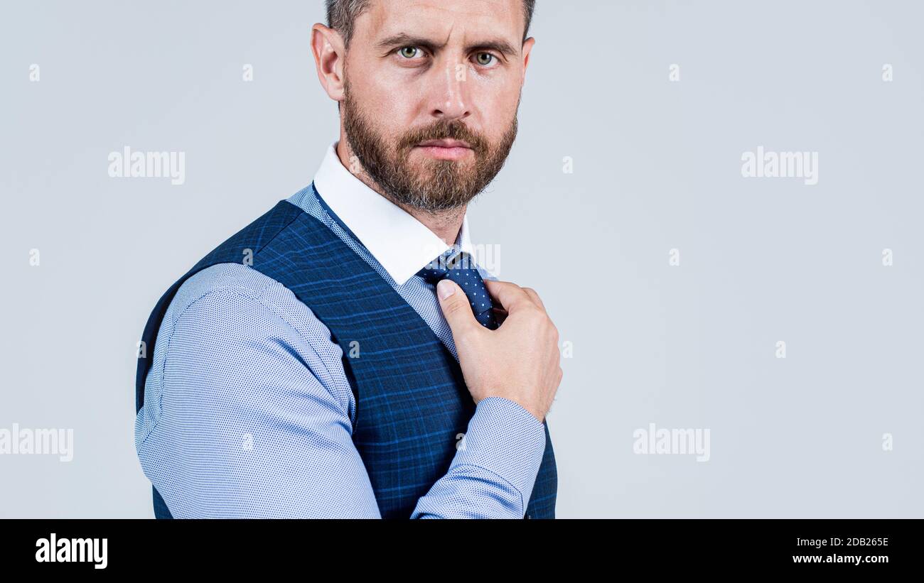 stylish and confident look of business guy. successful mature unshaven ...