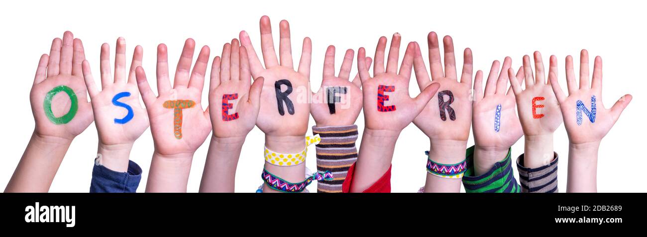 Children Hands Building Colorful German Word Osterferien Means Easter ...