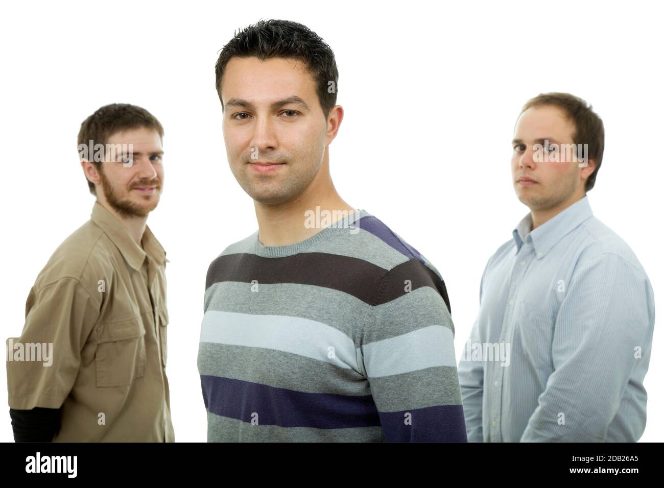 three casual men isolated on white background Stock Photo - Alamy
