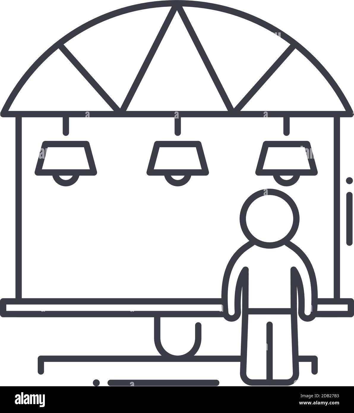 City bus stop icon, linear isolated illustration, thin line vector, web ...