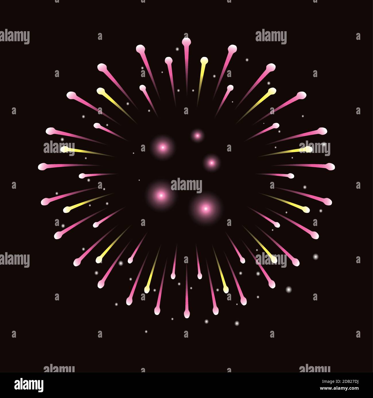 pink and yellow fireworks splash lights in sky night vector ...