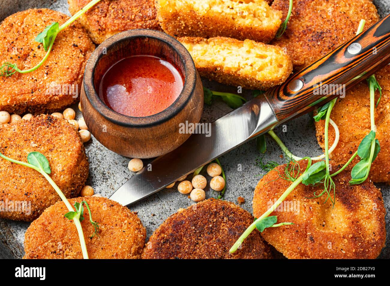 Vegetable diet cutlets made from green peas.Healthy nutrition.Vegan ...