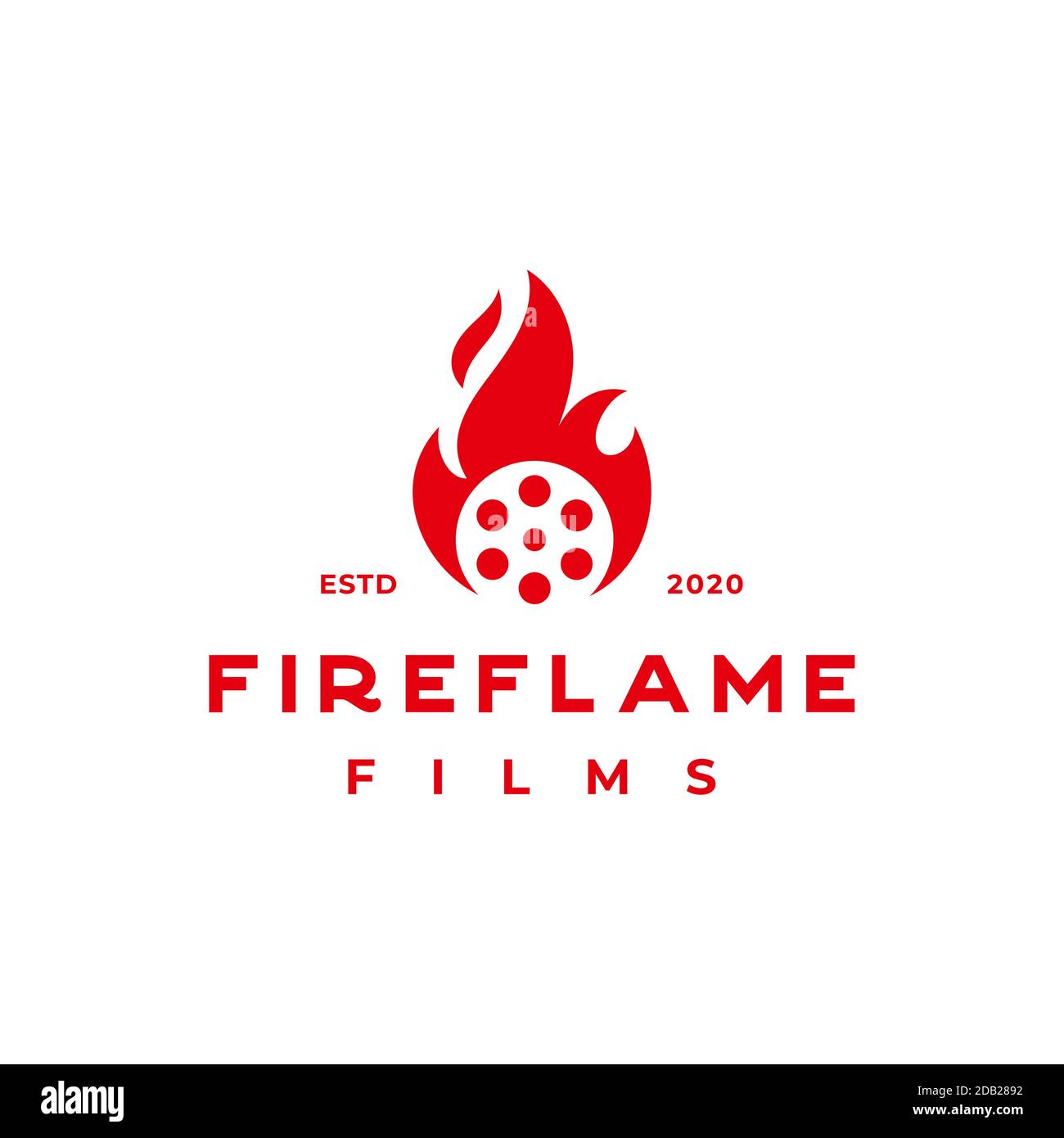 fire flame on roll film for production house or movie institution logo ...