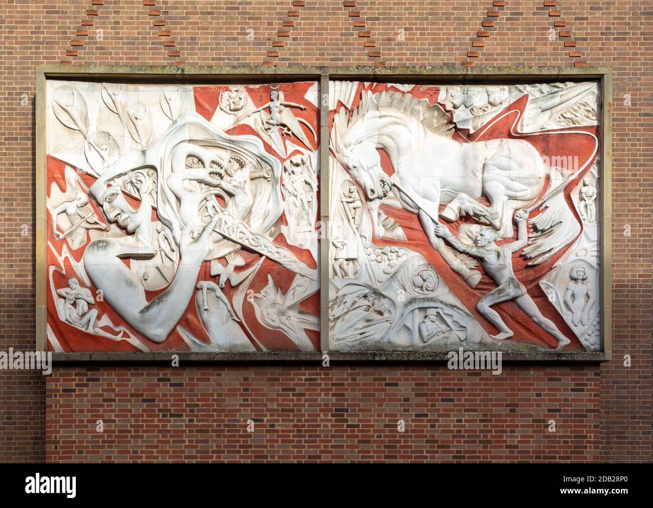 Carved murals sculpture by Walter Ritchie (1919-1997), 'Man's Struggle ...
