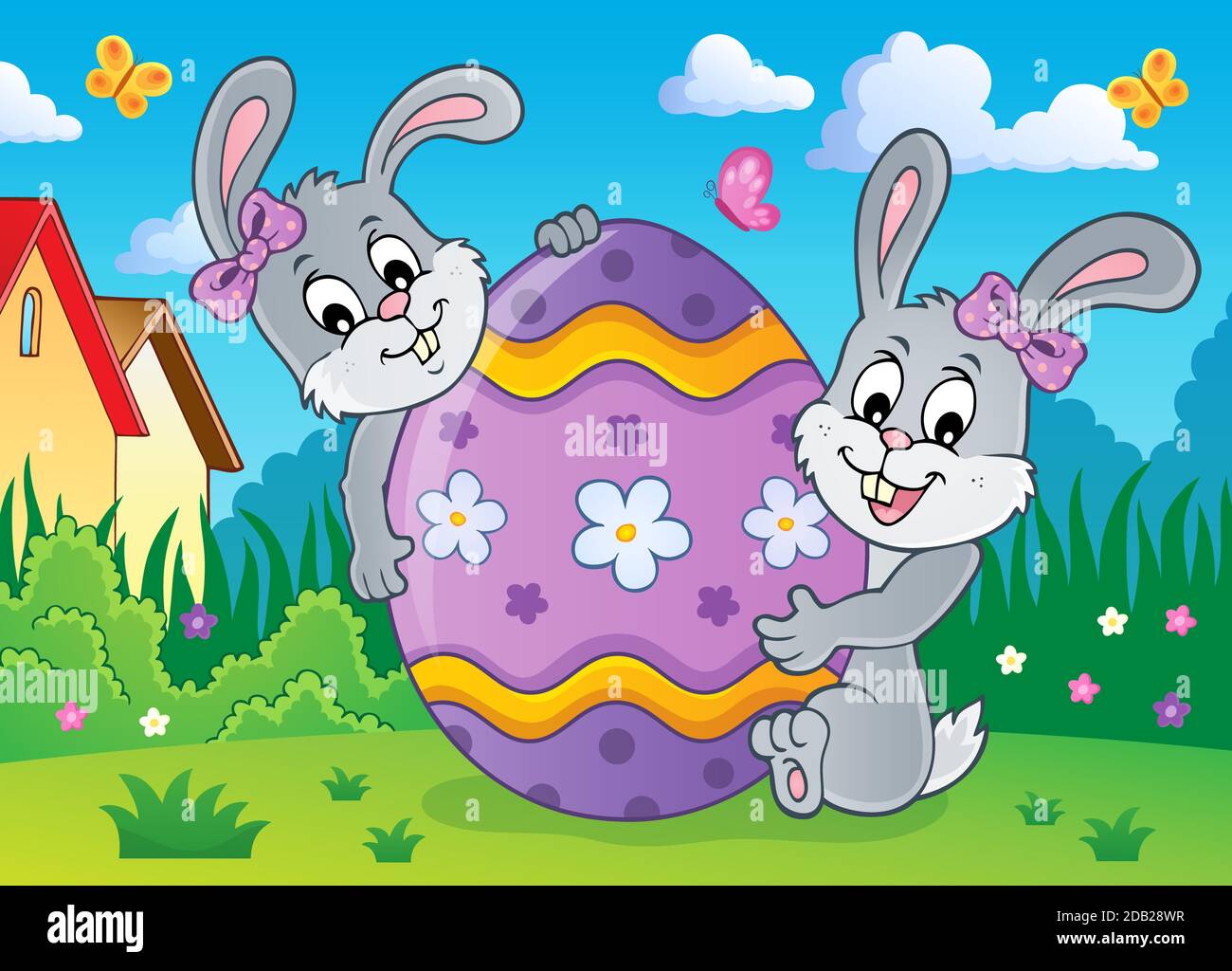 Easter egg and rabbits theme image 2 - picture illustration Stock Photo ...