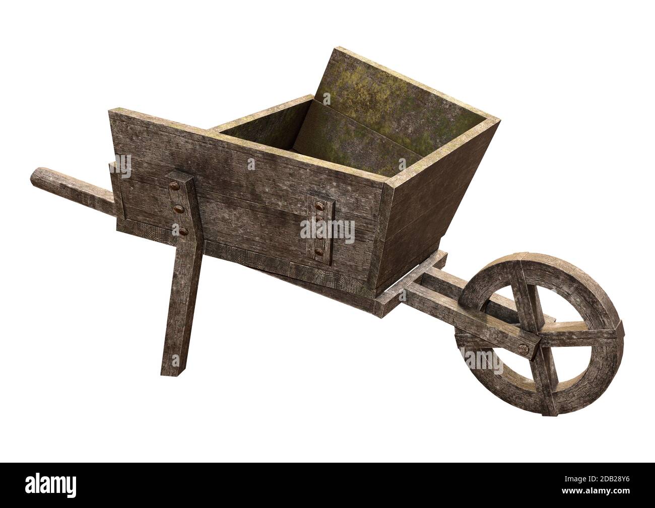 3D rendering of a retro wheelbarrow isolated on white background Stock ...