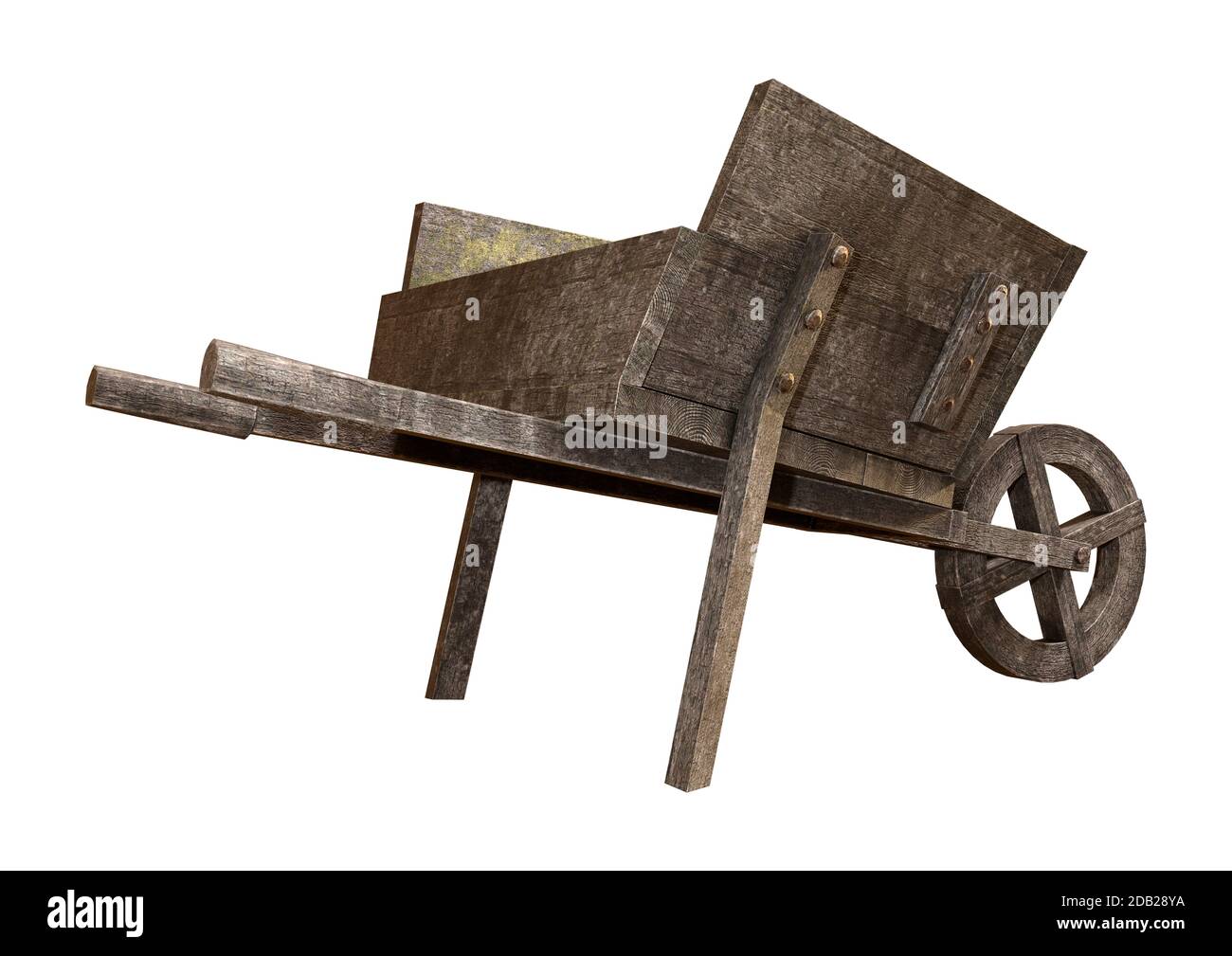 3D rendering of a retro wheelbarrow isolated on white background Stock ...