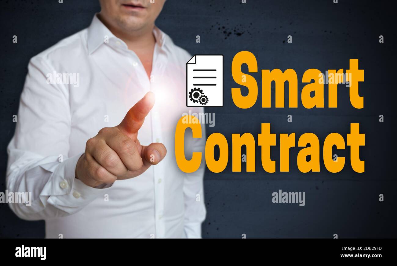 Smart contract touchscreen is operated by man Stock Photo - Alamy