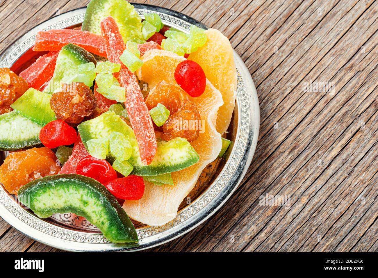 Healthy food,mix dried fruits.Healthy assorted dried fruit on a plate ...
