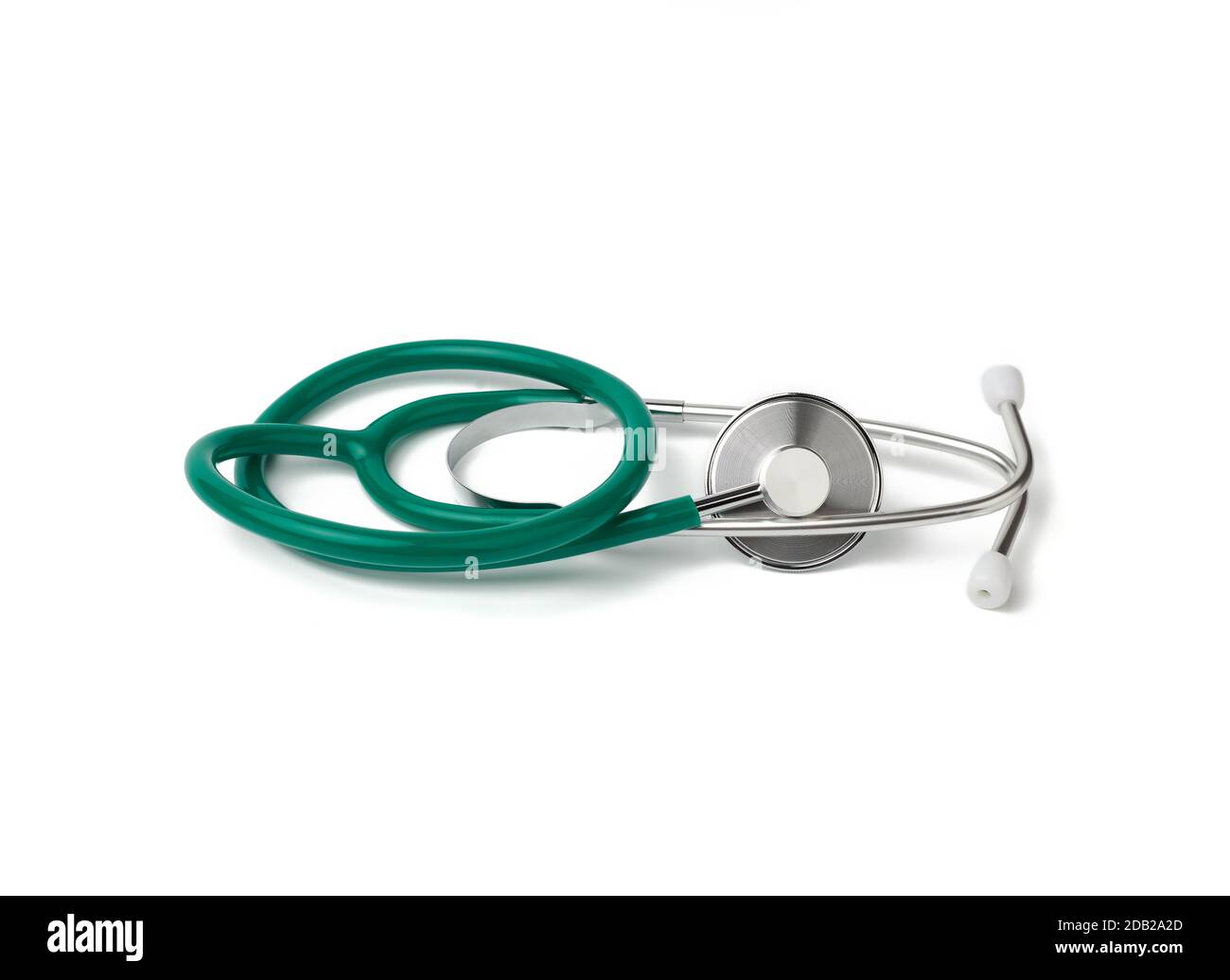 green medical stethoscope isolated on white background, medical item ...