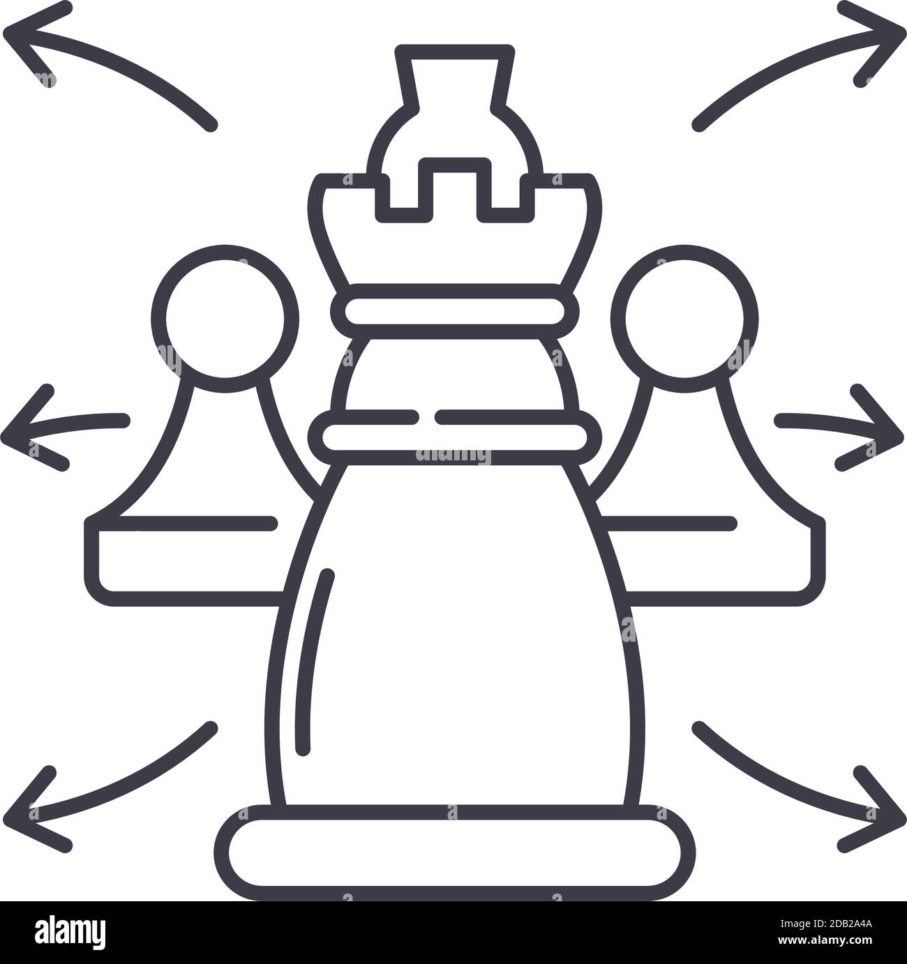 Chess strategy icon, linear isolated illustration, thin line vector ...