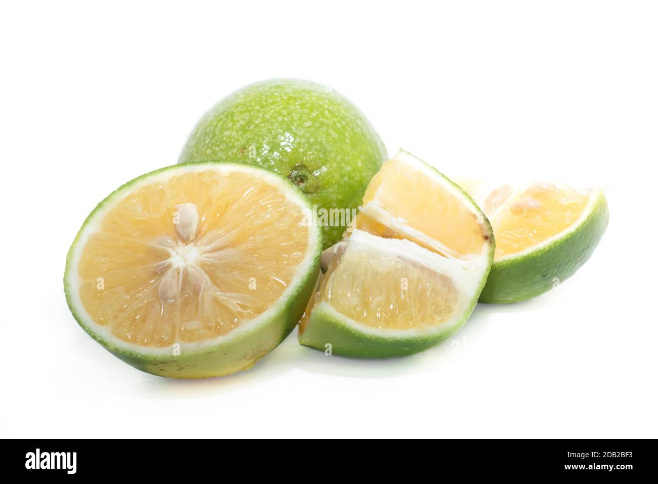 Sliced sweet lemon, mosambi isolated on white backgrounds Stock Photo ...