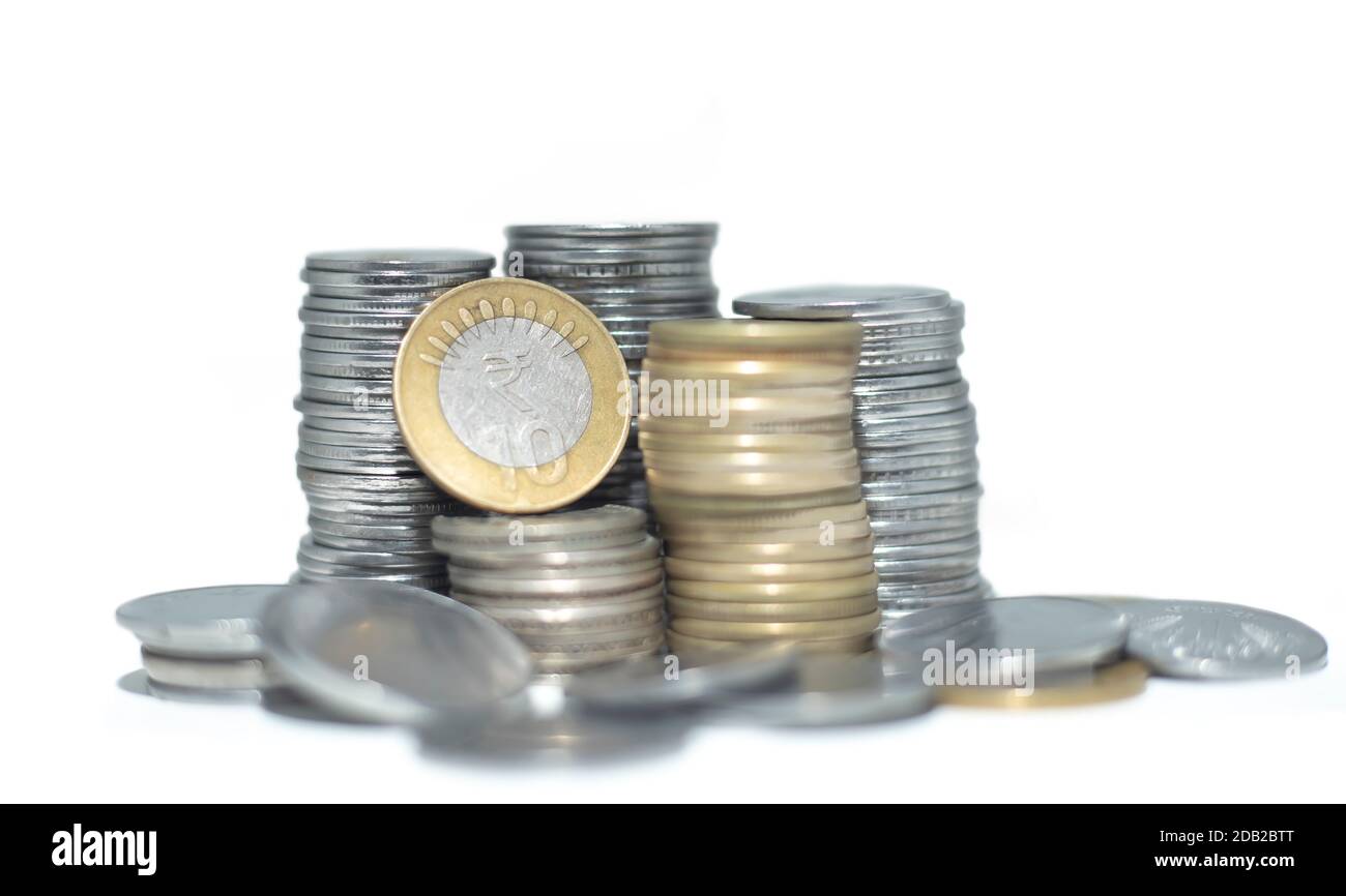 Indian Currency Coins isolated on white backgrounds Stock Photo - Alamy