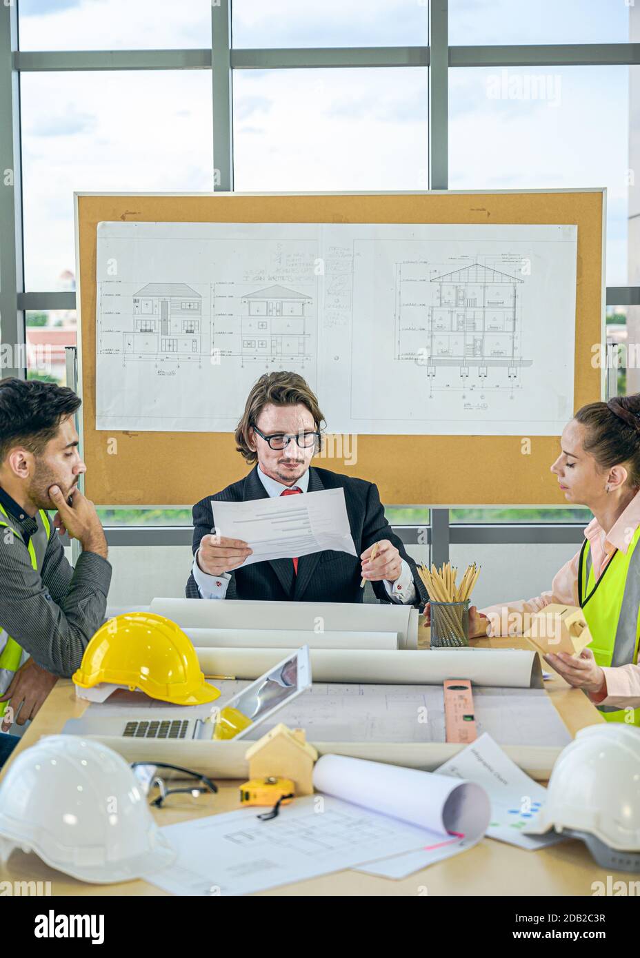 Group of Caucasian engineer teamwork meeting for planning project ...