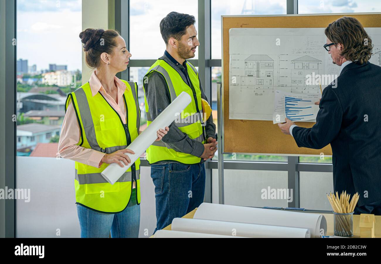 Group of Caucasian engineer teamwork meeting for planning project ...