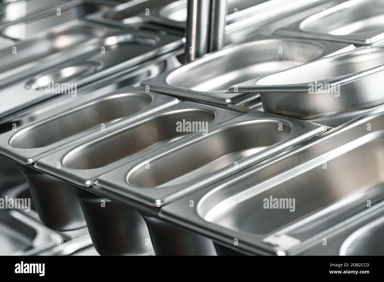 Industrial kitchen metal trays for buffet catering Stock Photo - Alamy