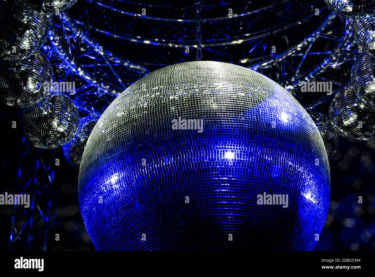 A big blue light ball in the city Stock Photo - Alamy