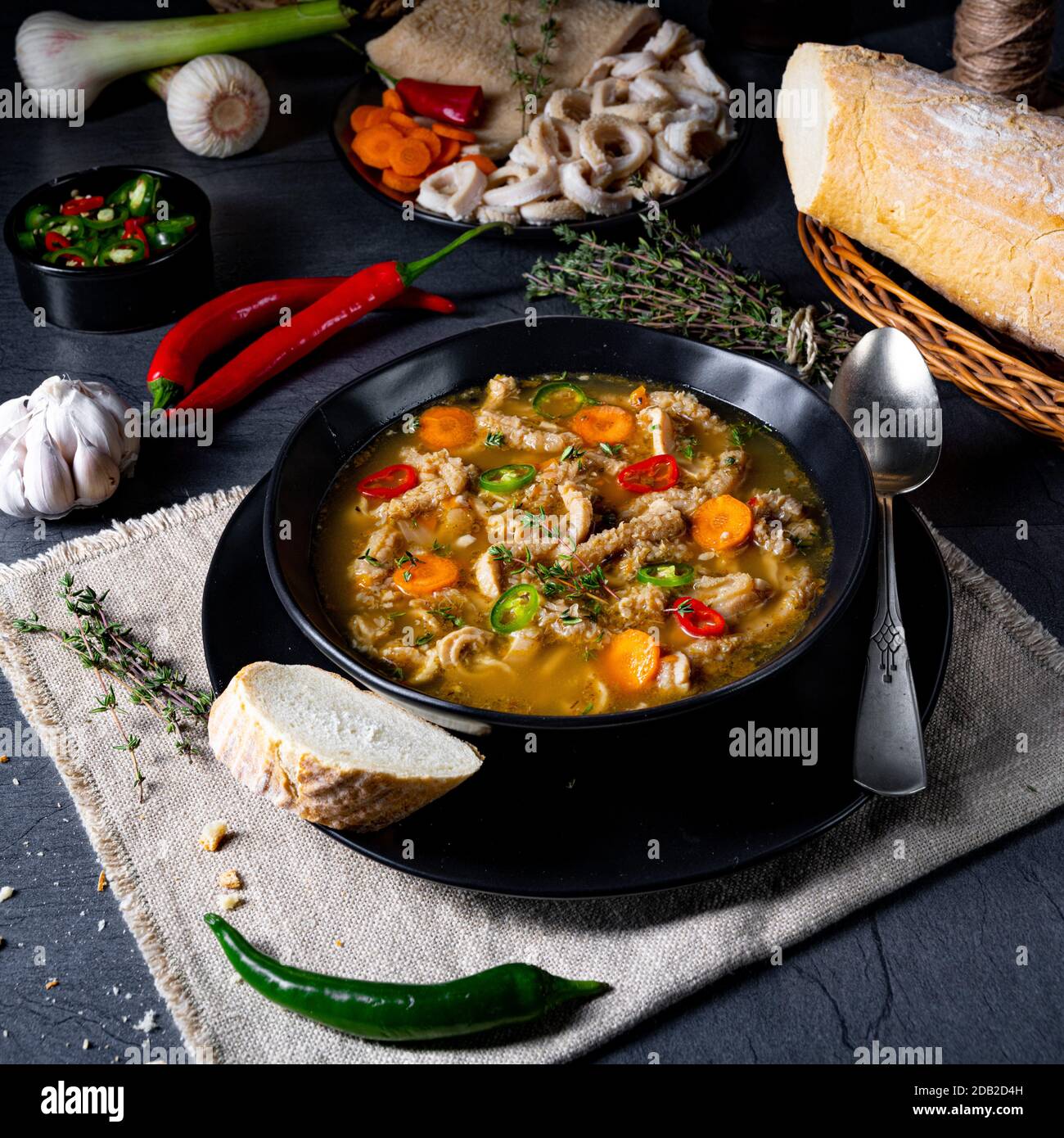 Flaczki - tripe soup the Polish way Stock Photo - Alamy