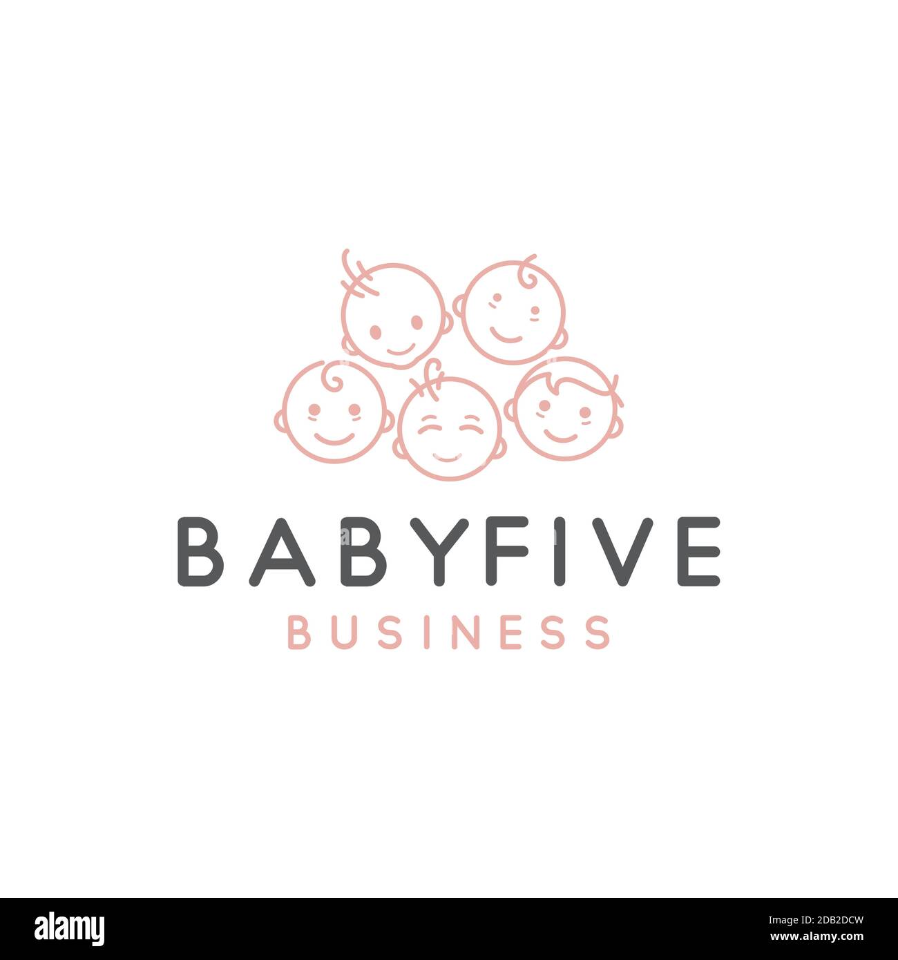 Cute happy baby toddler babies line outline / line art logo design ...