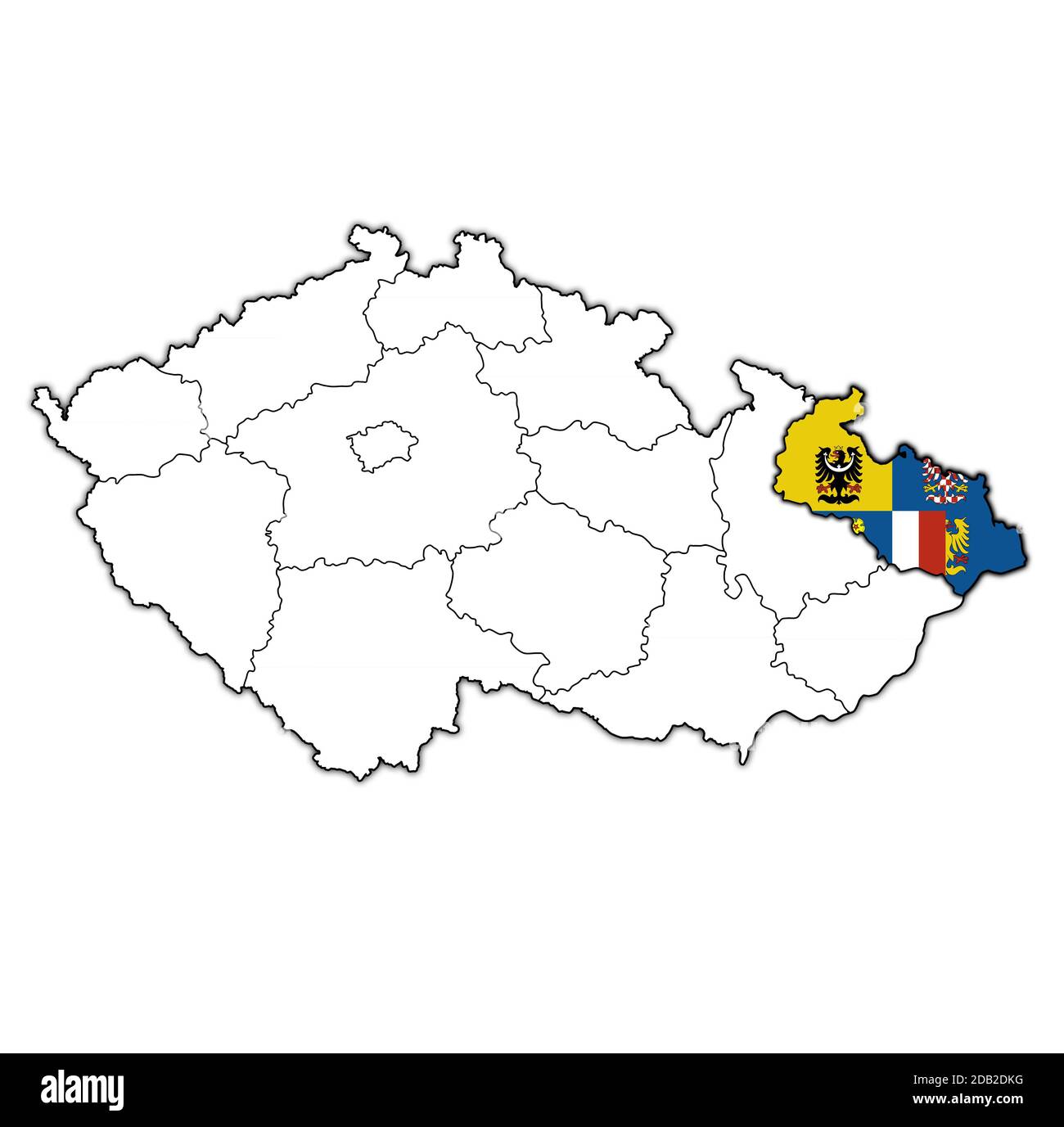 emblem of moravian silesian region on map with administrative divisions ...