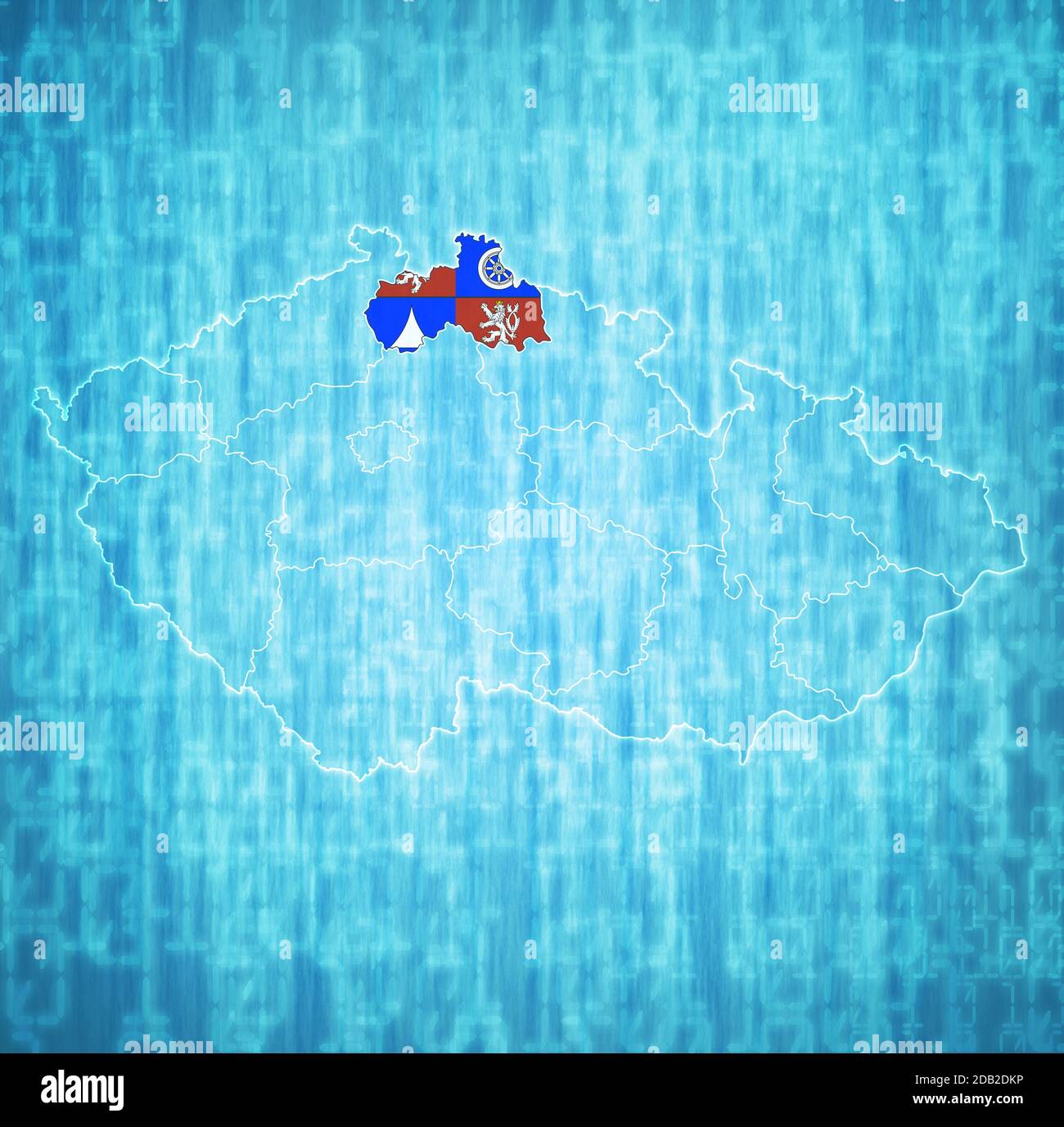 emblem of liberec region on map with administrative divisions and ...