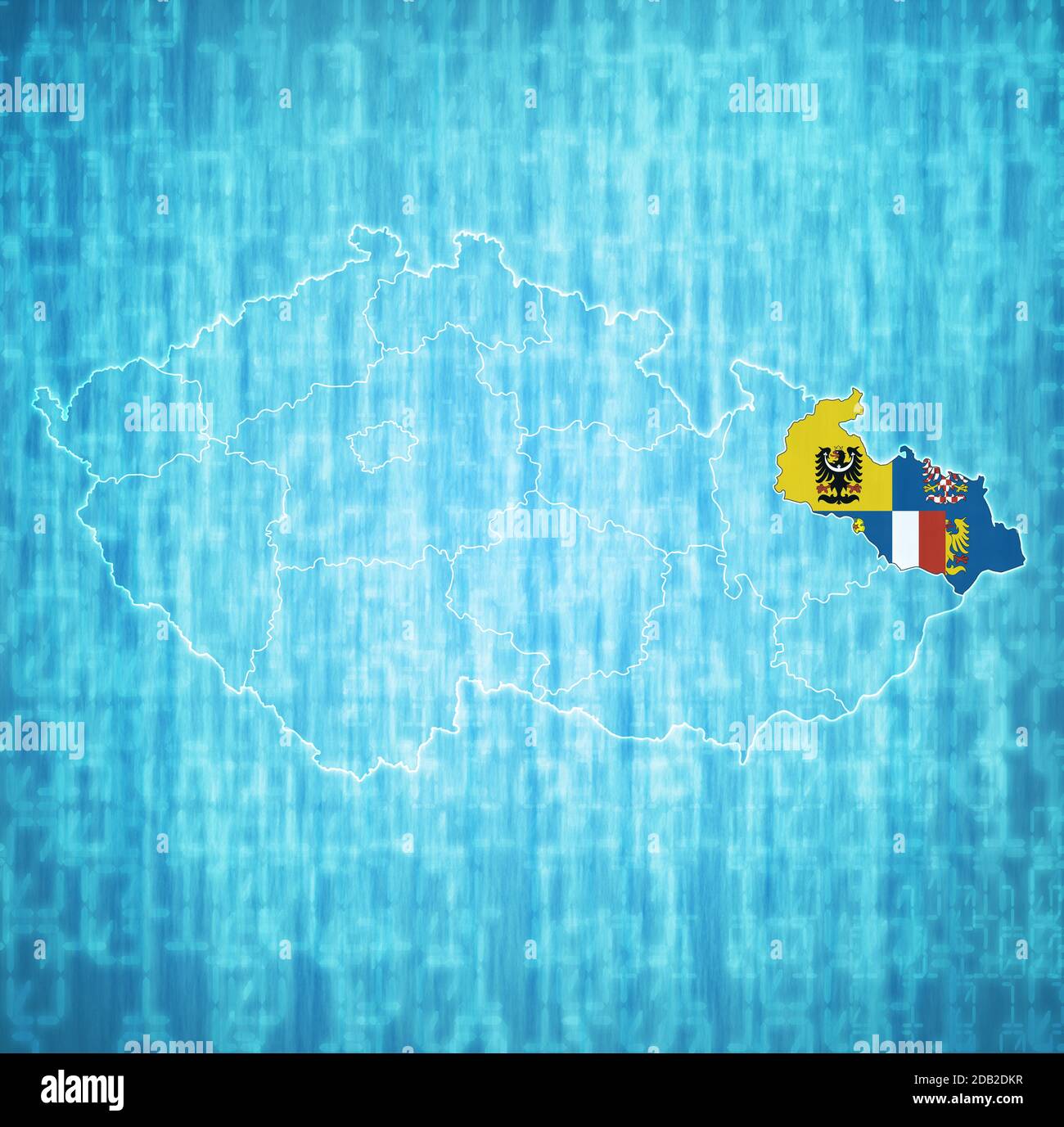emblem of moravian silesian region on map with administrative divisions ...
