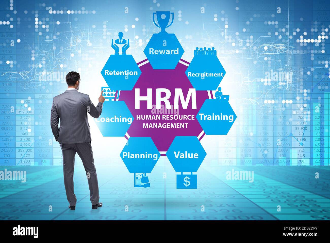 HRM - Human resource management concept with the businessman Stock ...