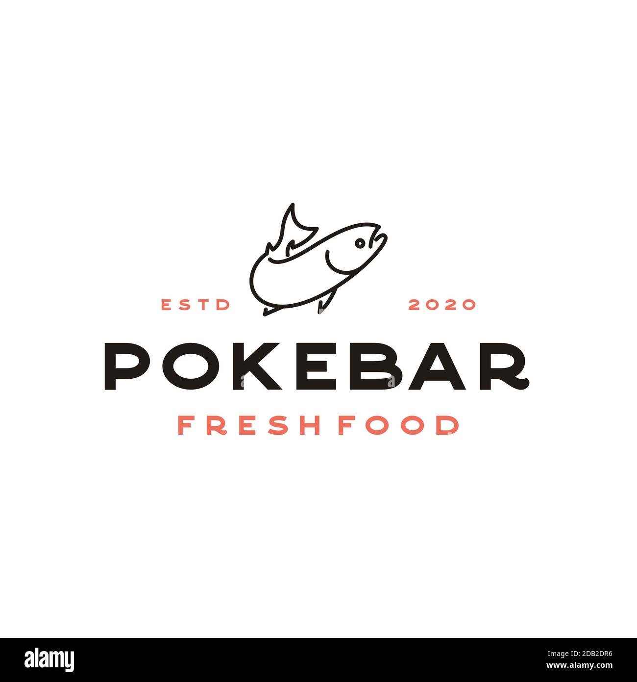 Line Art Salmon Poke Bar Logo design inspiration vector Stock Vector ...
