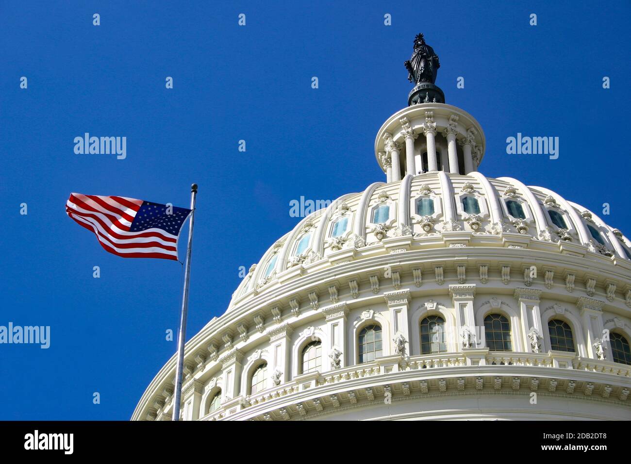 1 November 2020 Washington DC US - American flag in front of Capitol ...