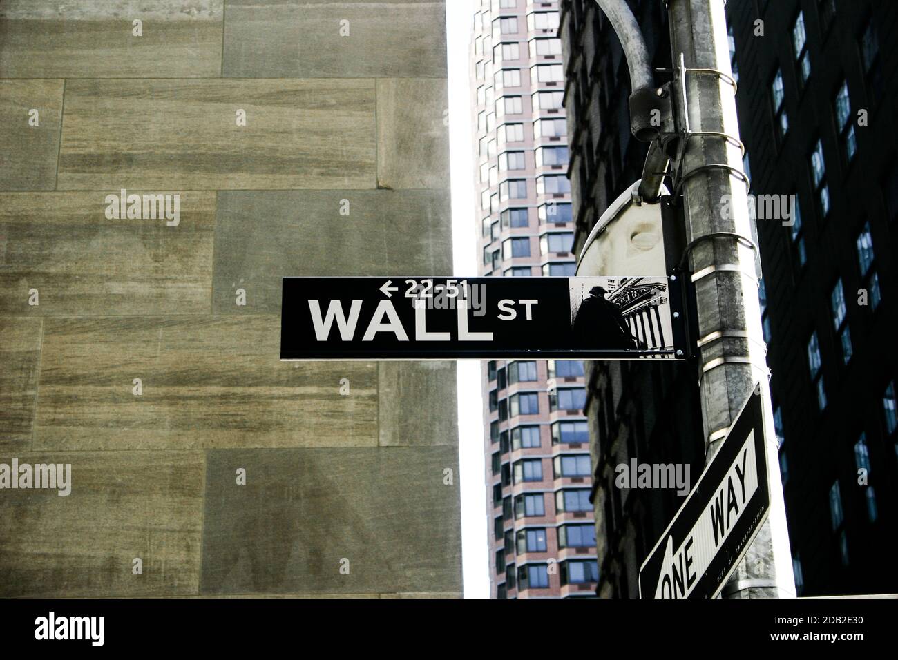 street signs at crossroads in the downtown district of new york ...