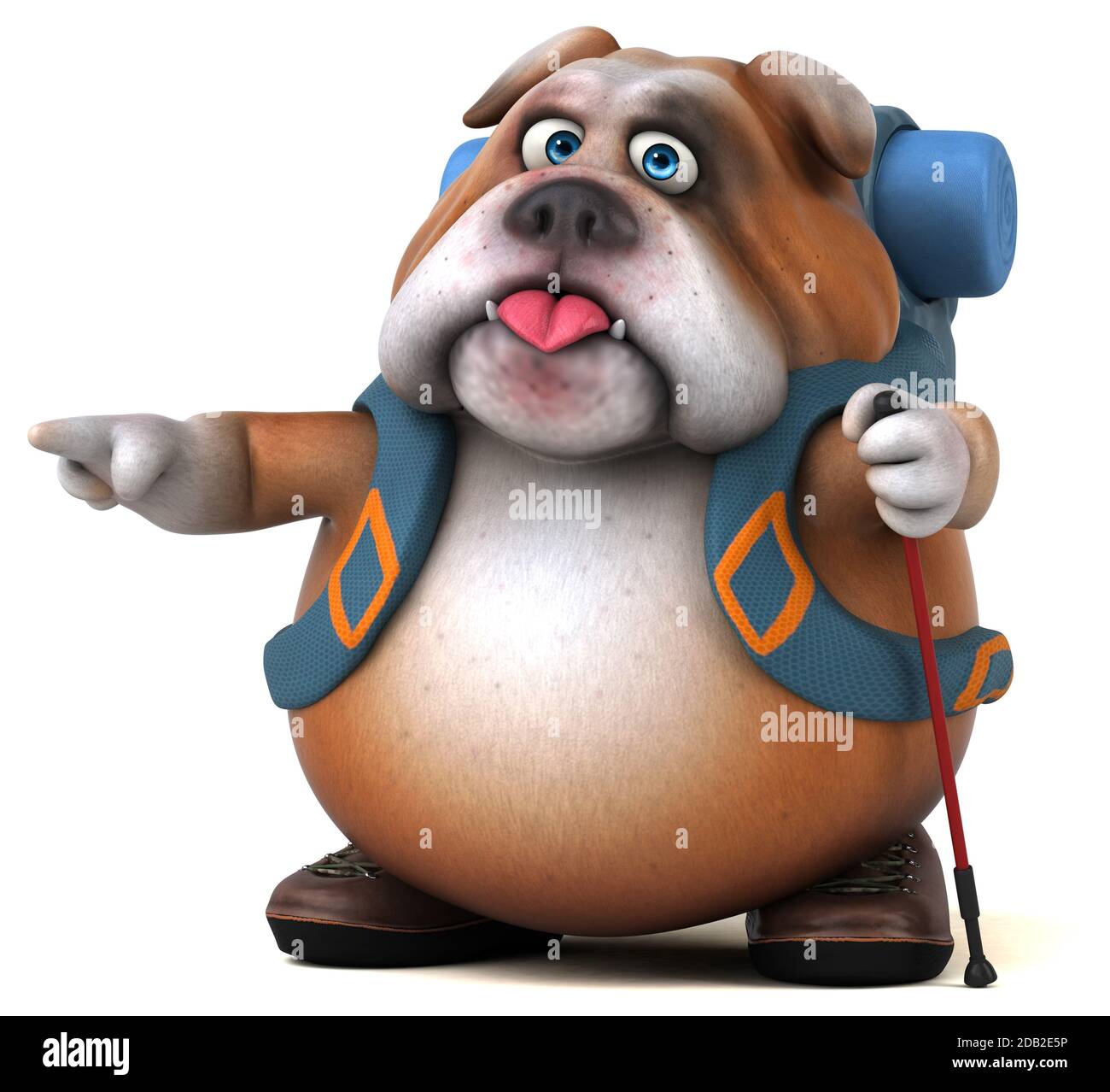 Fun backpacker bulldog cartoon character Stock Photo - Alamy