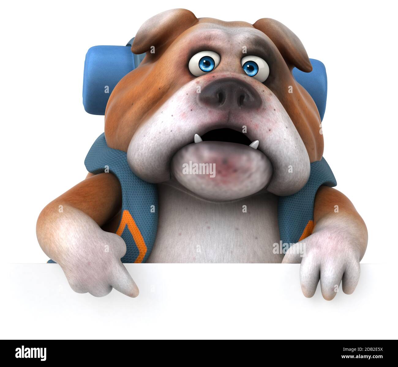 Fun backpacker bulldog cartoon character Stock Photo - Alamy