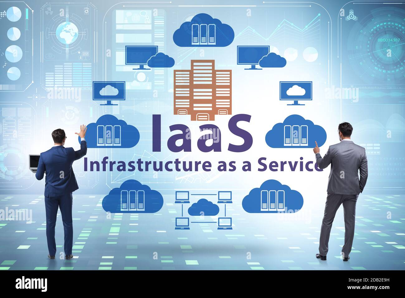 Businessman in the infrastructure as a service concept Stock Photo - Alamy