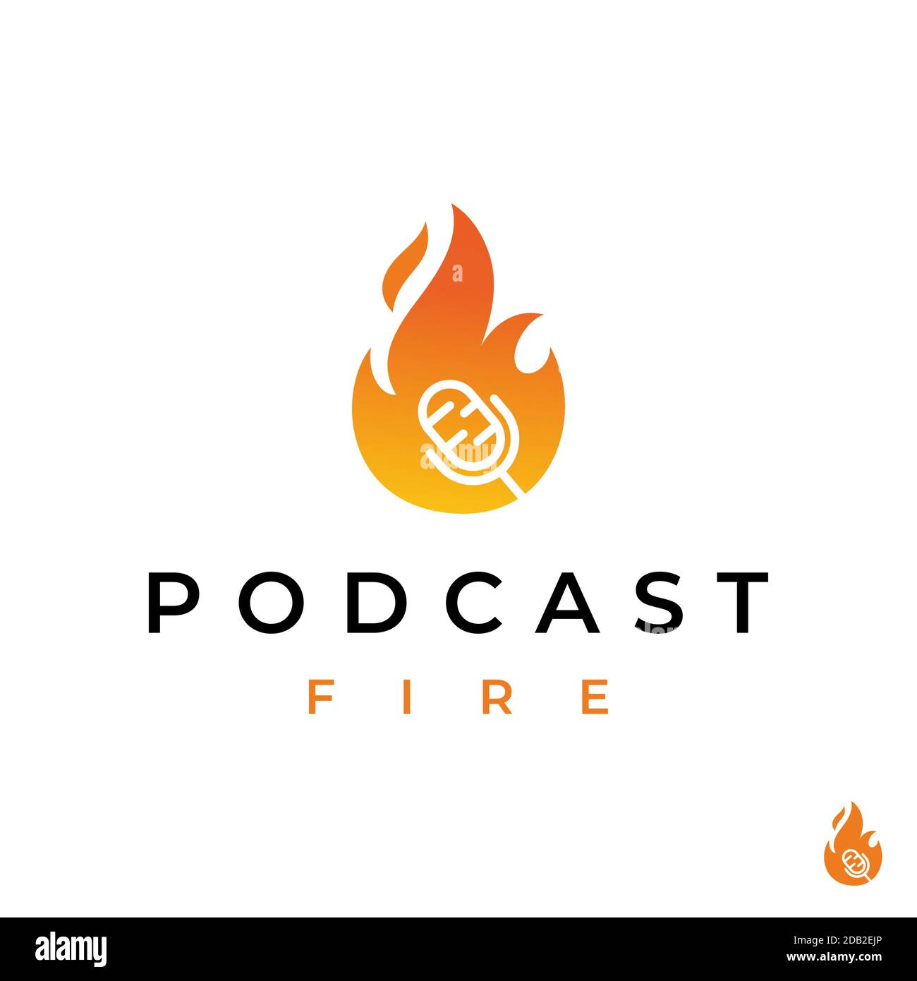 Fire flame podcast mic logo design illustration Stock Vector Image ...