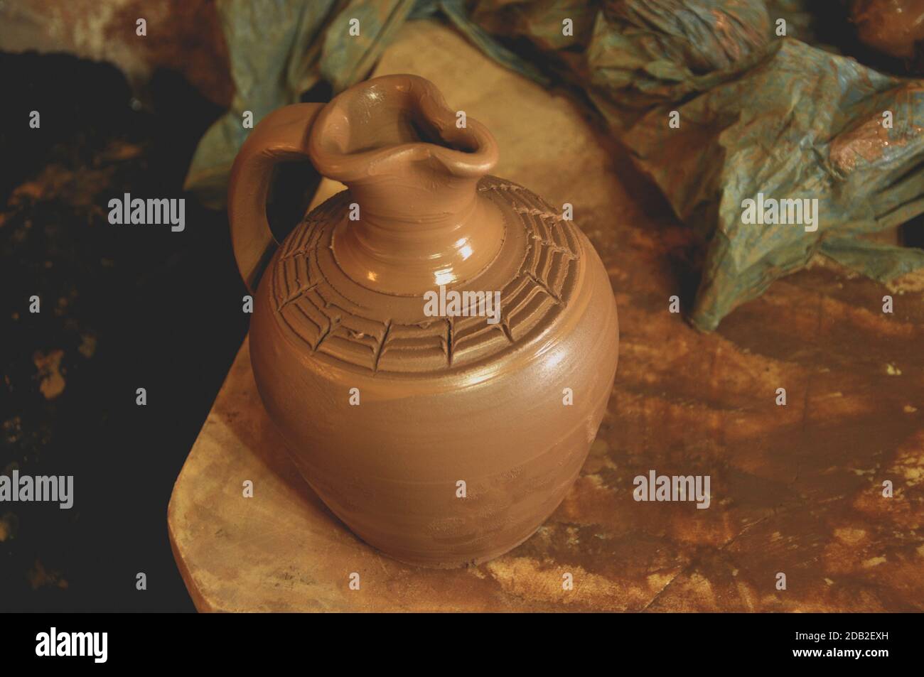 A high angle shot of clay pottery in Avanos, Nevsehir, Turkey Stock ...