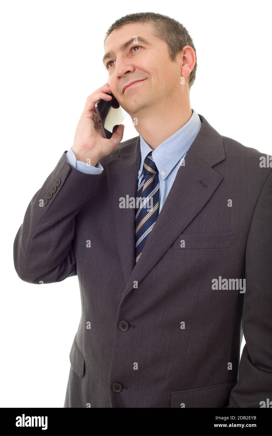 happy business man on the phone, isolated Stock Photo - Alamy