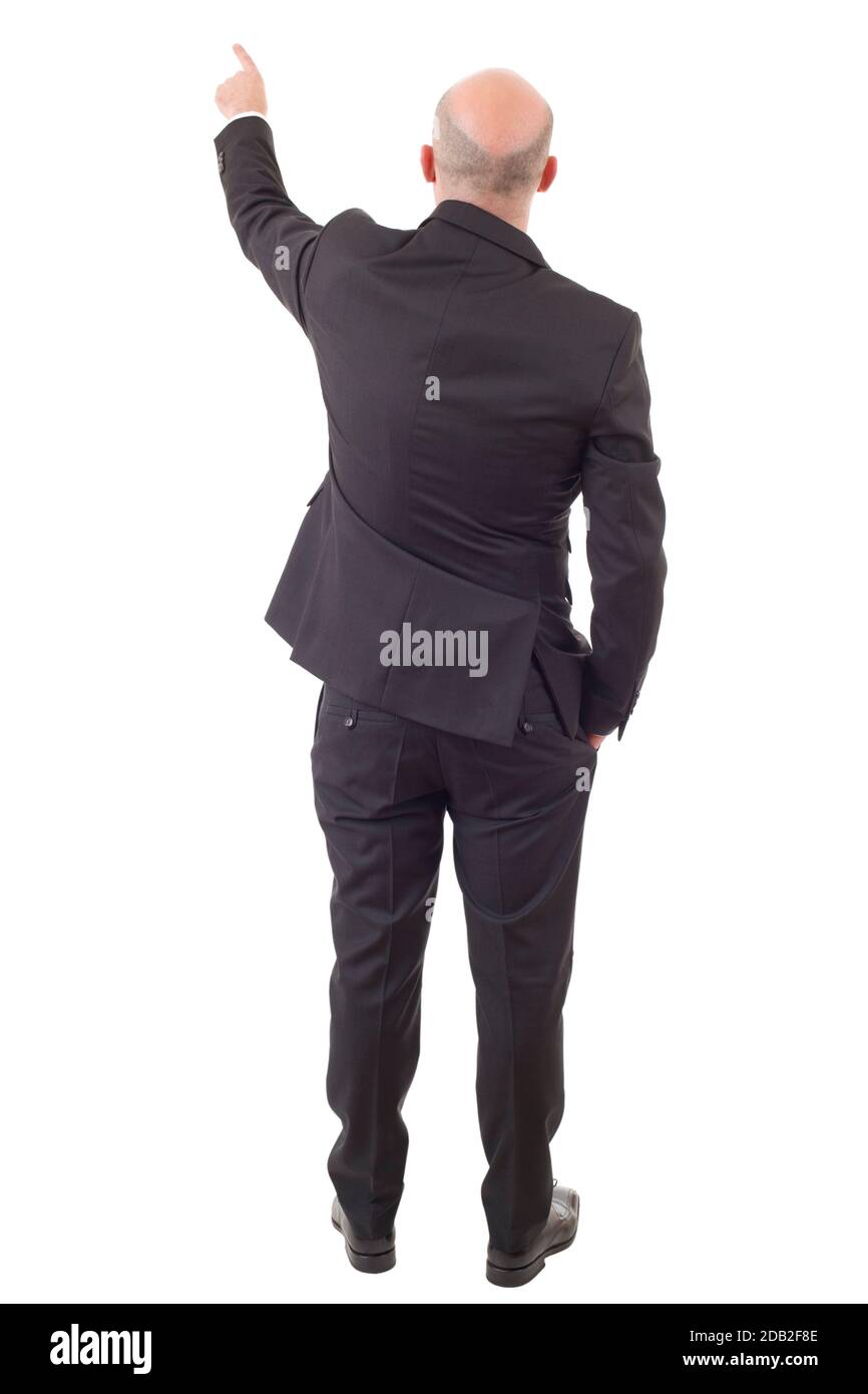 Back view of a business man pointing finger, isolated Stock Photo - Alamy