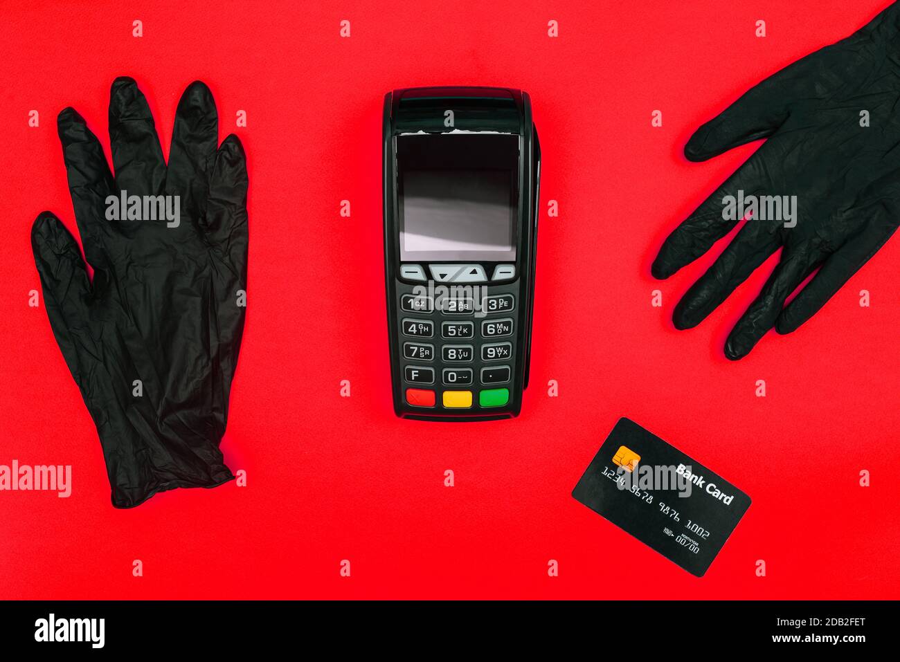 Payment terminal disposable gloves hi-res stock photography and images ...