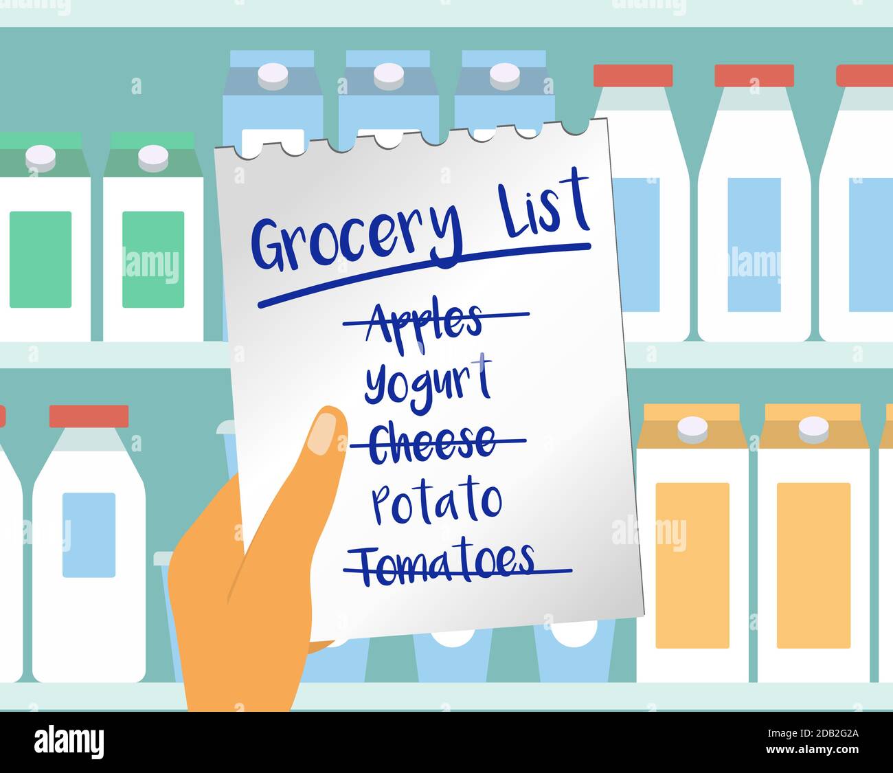 Woman writing grocery list on Stock Vector Images - Alamy