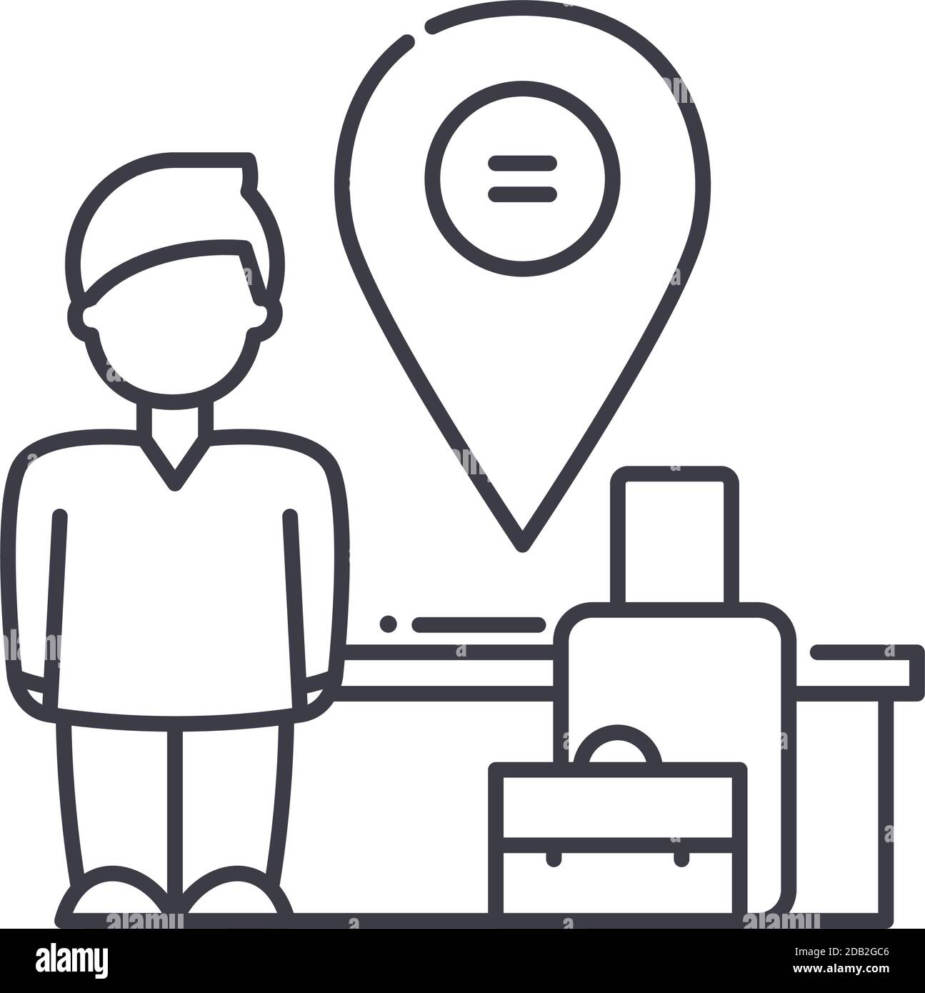 Check in icon, linear isolated illustration, thin line vector, web ...