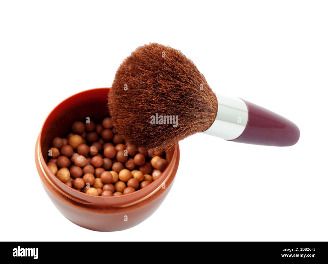 Powder brush in mineral make up ball powder isolated on white ...