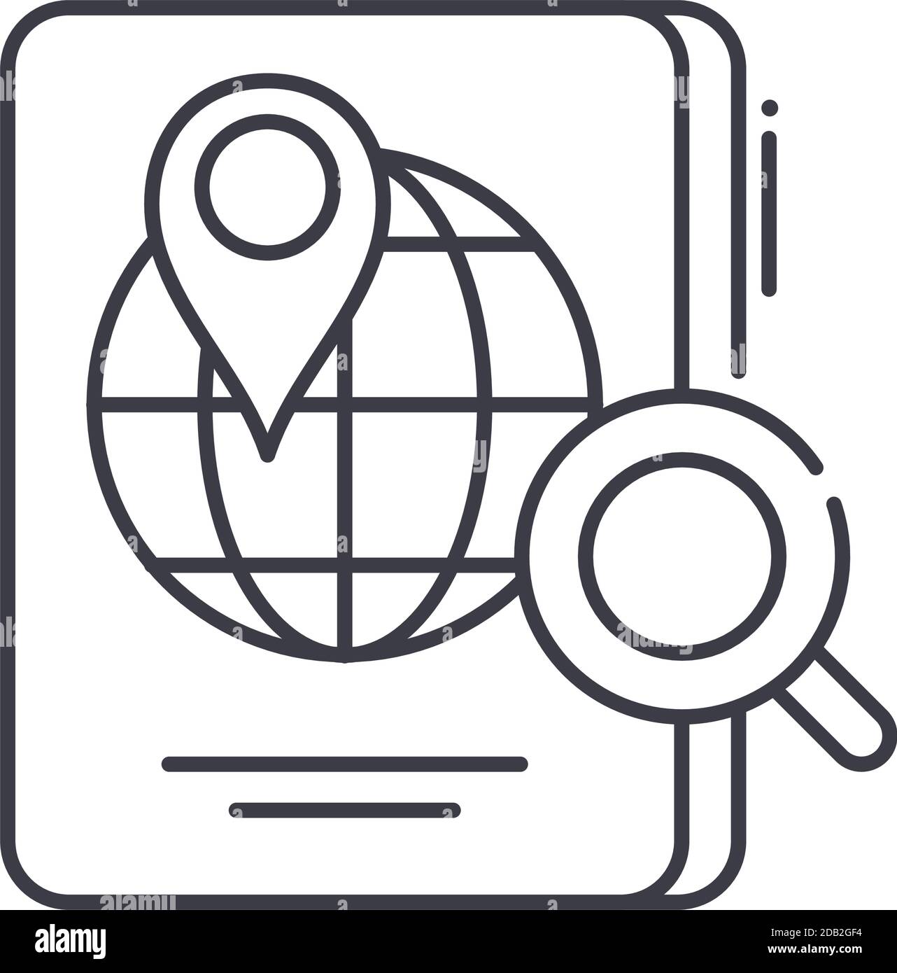 Check passport icon, linear isolated illustration, thin line vector ...
