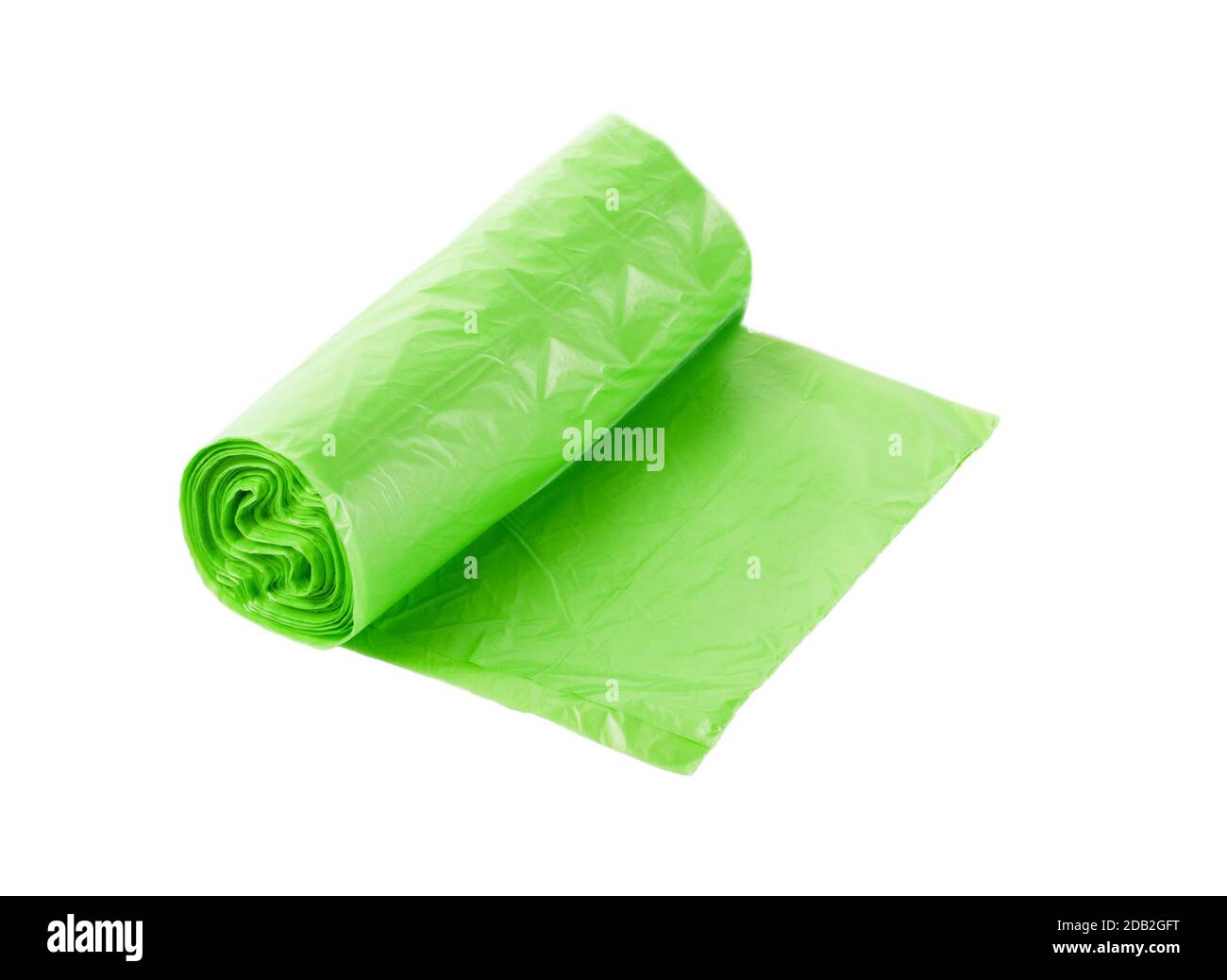 Garbage green bag on a white background Stock Photo - Alamy