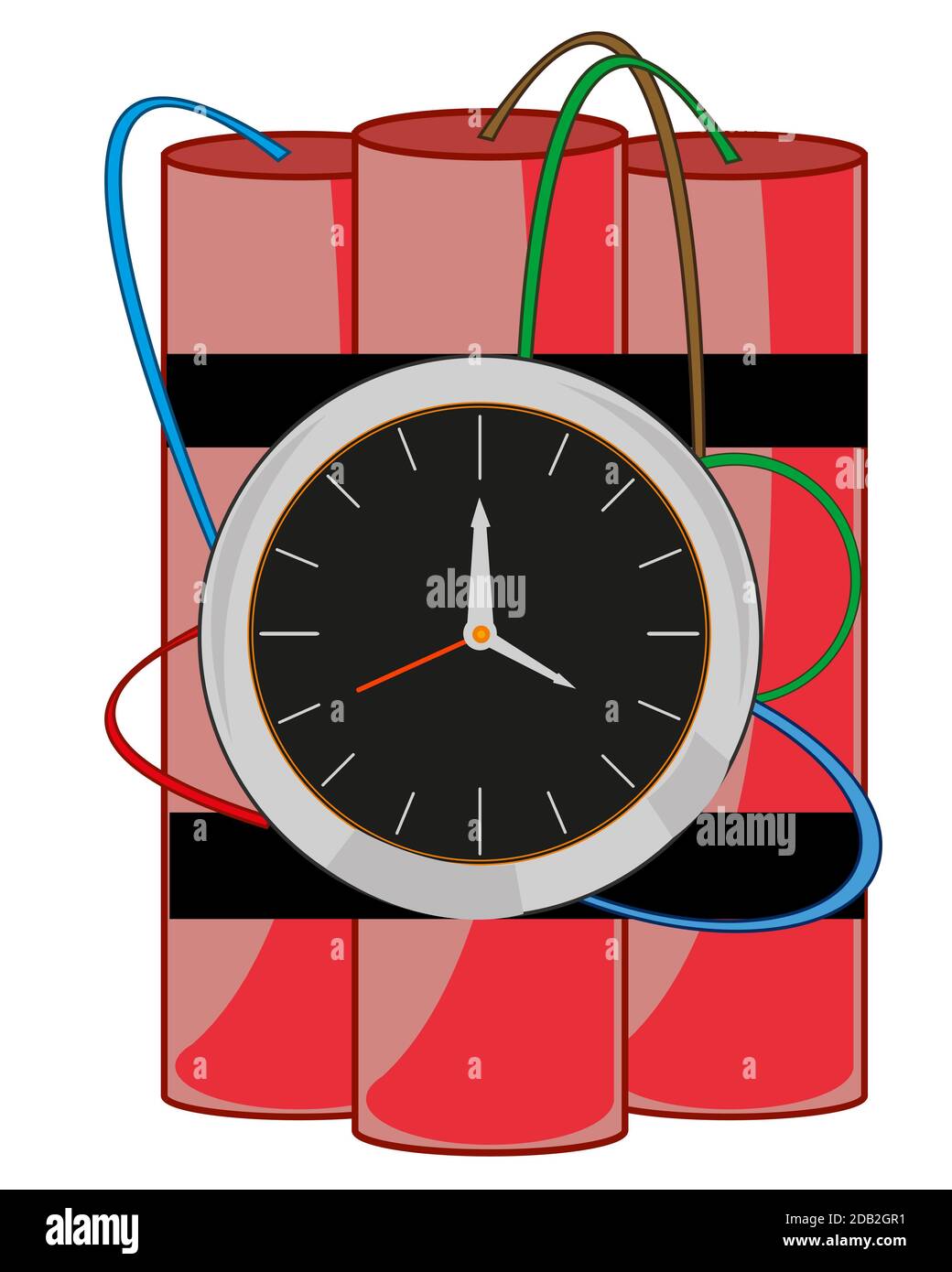 Vector illustration explosive device with delayed-action clockwork ...