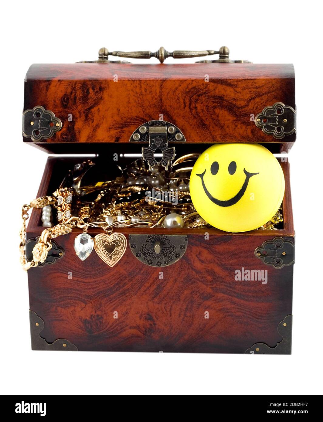 Treasure chest open isolated on white background Stock Photo - Alamy