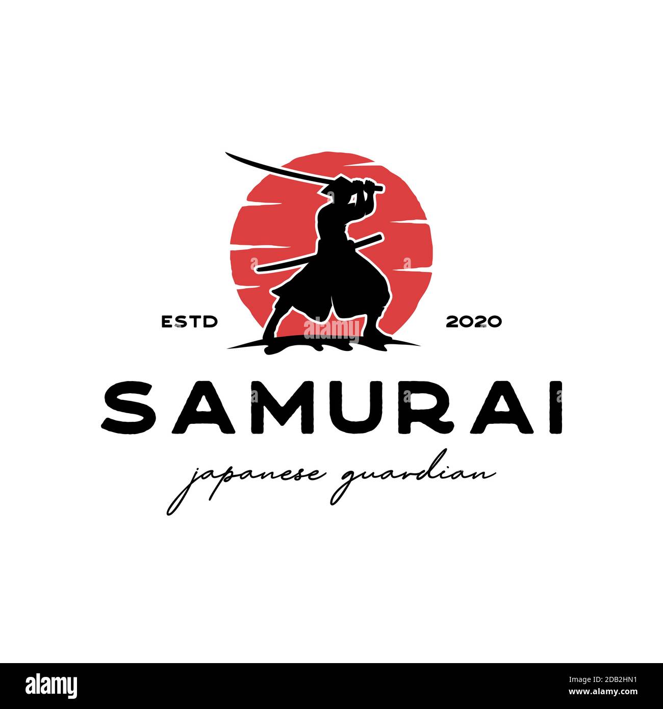Vintage Samurai moon logo design illustration Stock Vector Image & Art ...
