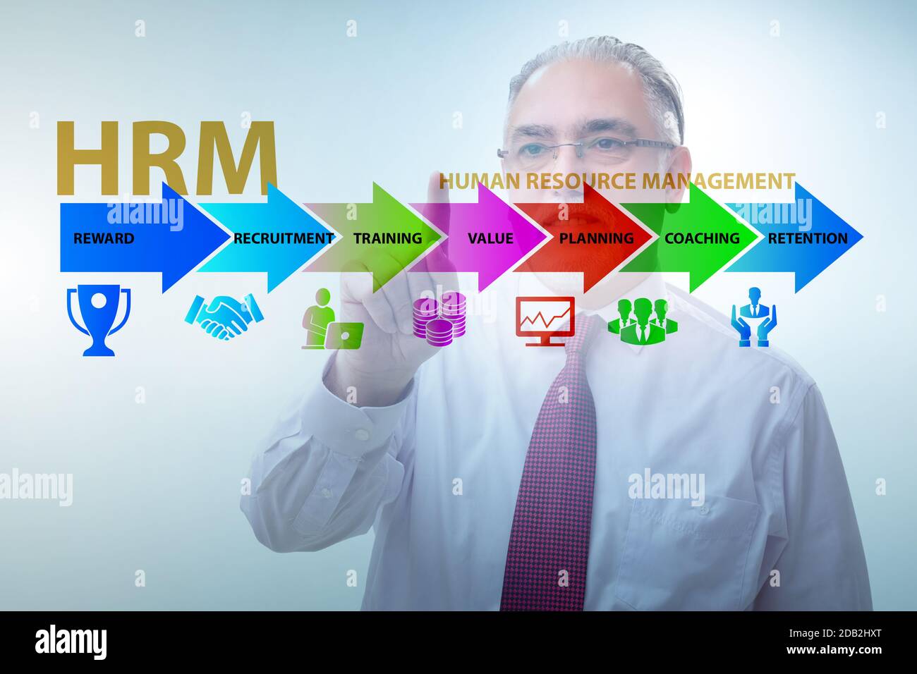 HRM - Human resource management concept with the businessman Stock ...