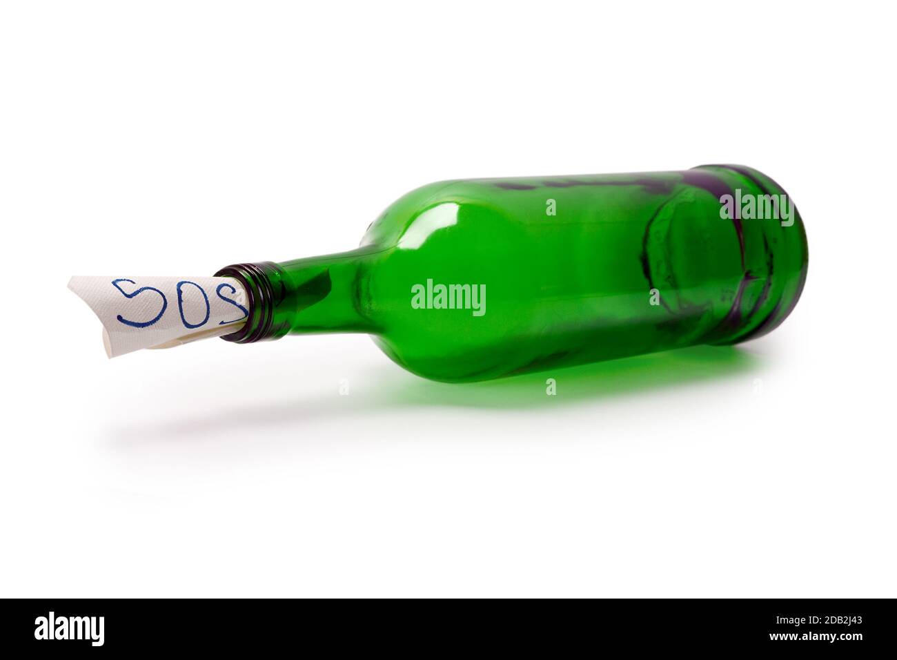 message SoS in a bottle isolated on white background Stock Photo - Alamy